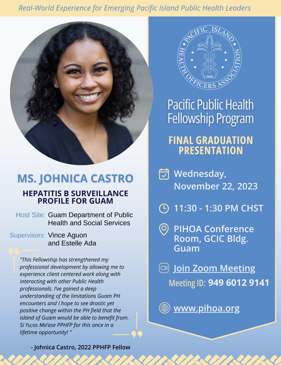 Fellowship Program Final Graduation Presentation – Johnica Castro | PIHOA: